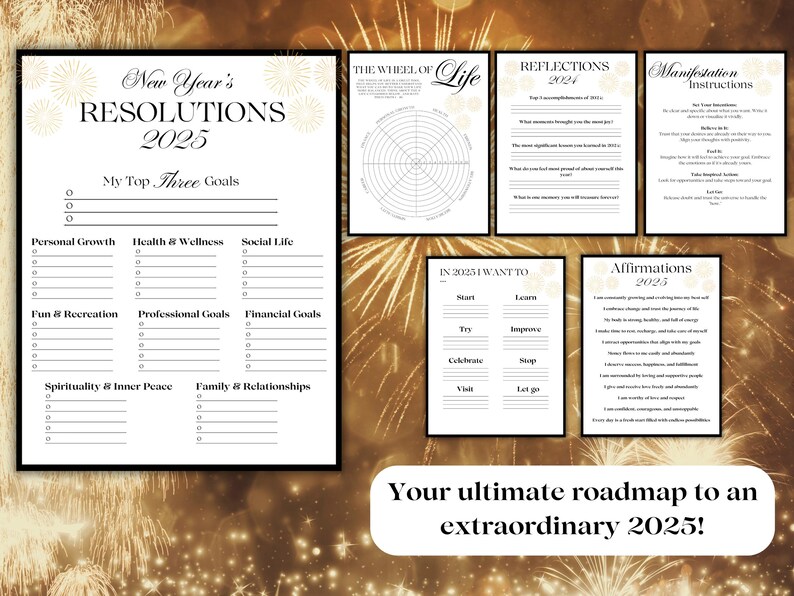 New Year Resolution Printable Bundle | 2025 Resolutions | 2025 Goal ...
