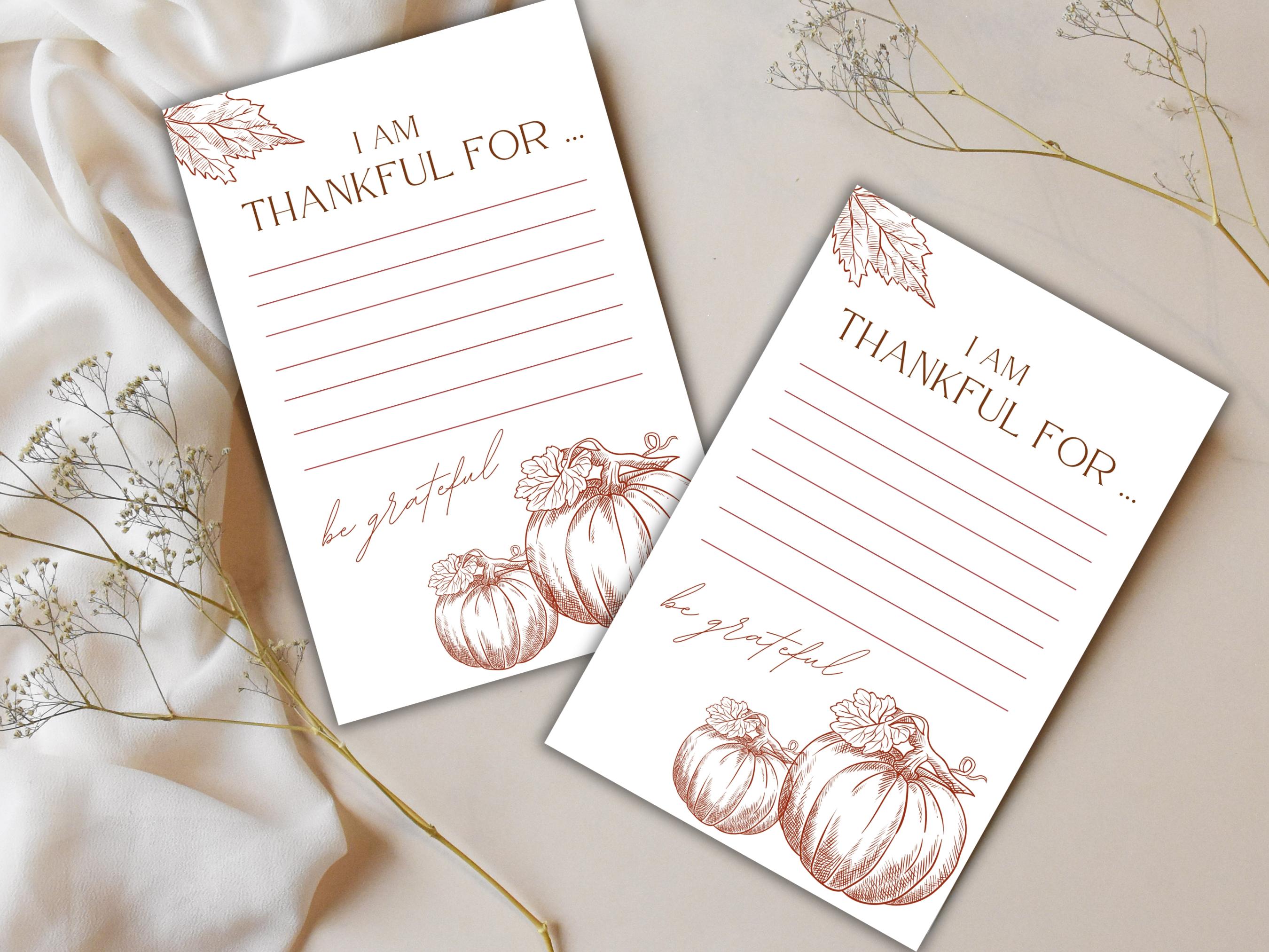 I Am Thankful for Card | Thanksgiving Gratitude Card | Thanksgiving ...