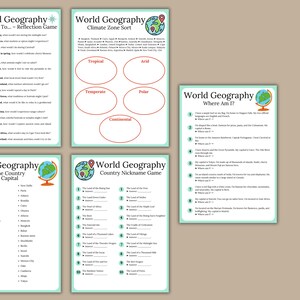 World Geography Game Bundle – 10 Printable Educational Activities ...