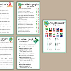 World Geography Game Bundle – 10 Printable Educational Activities ...