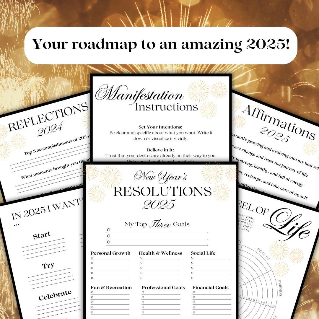 New Year Resolution Printable Bundle | 2025 Resolutions | 2025 Goal ...