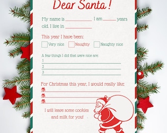 Letter to Santa Printable | Santa Wish List | Christmas Printable for ...