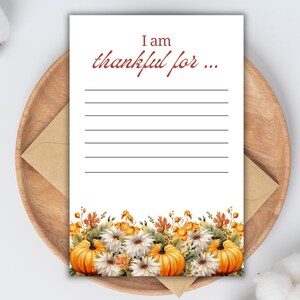 I Am Thankful for Card | Thanksgiving Gratitude Card | Thanksgiving ...