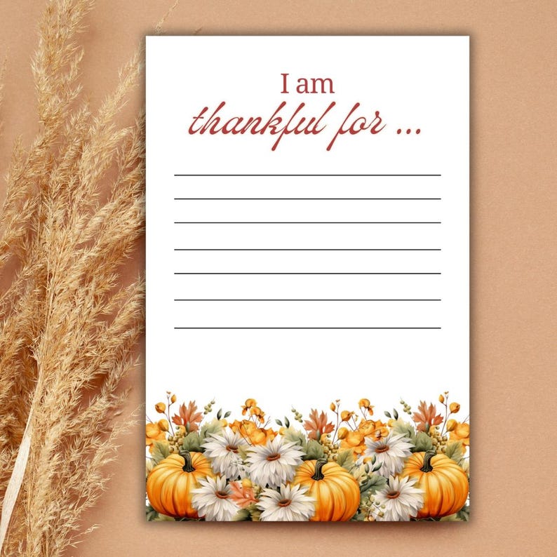 I Am Thankful for Card | Thanksgiving Gratitude Card | Thanksgiving ...
