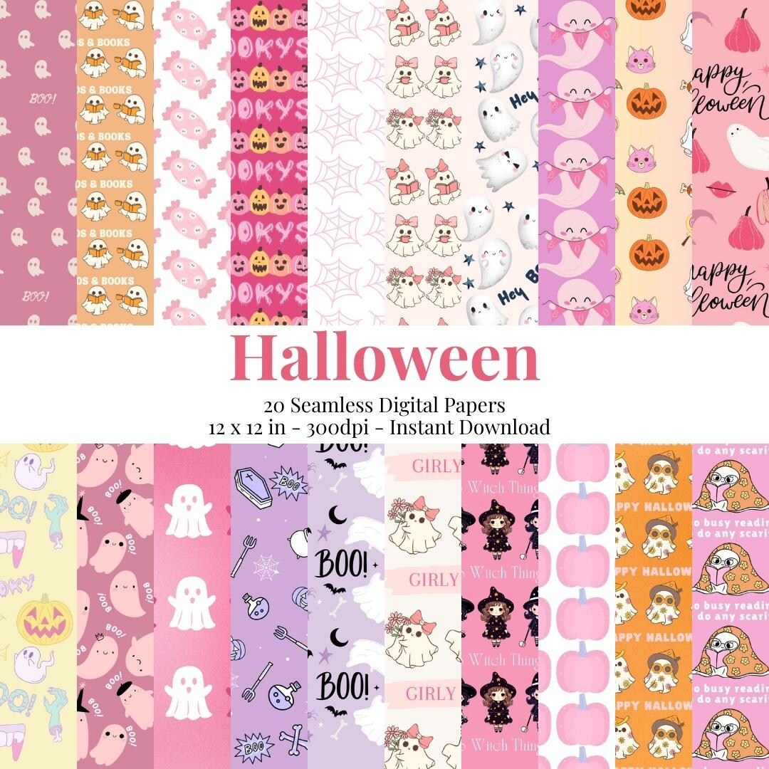 20 Cute Halloween Themed Digital Papers | Seamless | Commercial Use ...