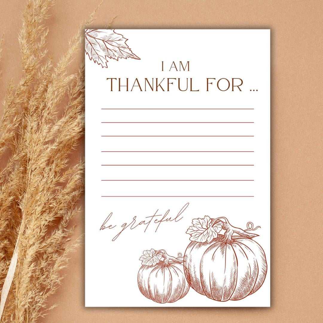 I Am Thankful for Card | Thanksgiving Gratitude Card | Thanksgiving ...
