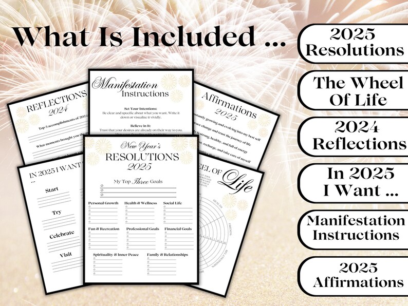 New Year Resolution Printable Bundle | 2025 Resolutions | 2025 Goal ...