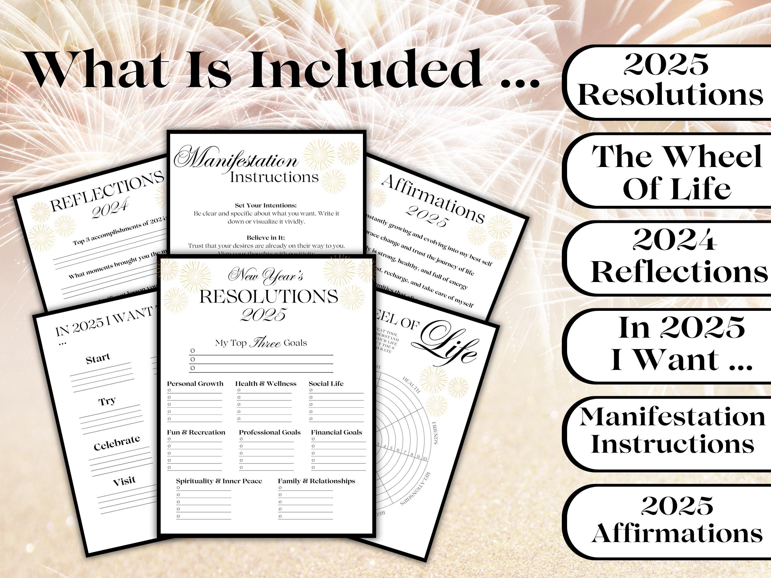 New Year Resolution Printable Bundle | 2025 Resolutions | 2025 Goal ...