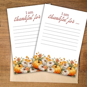 I Am Thankful for Card Thanksgiving Gratitude Card Thanksgiving ...
