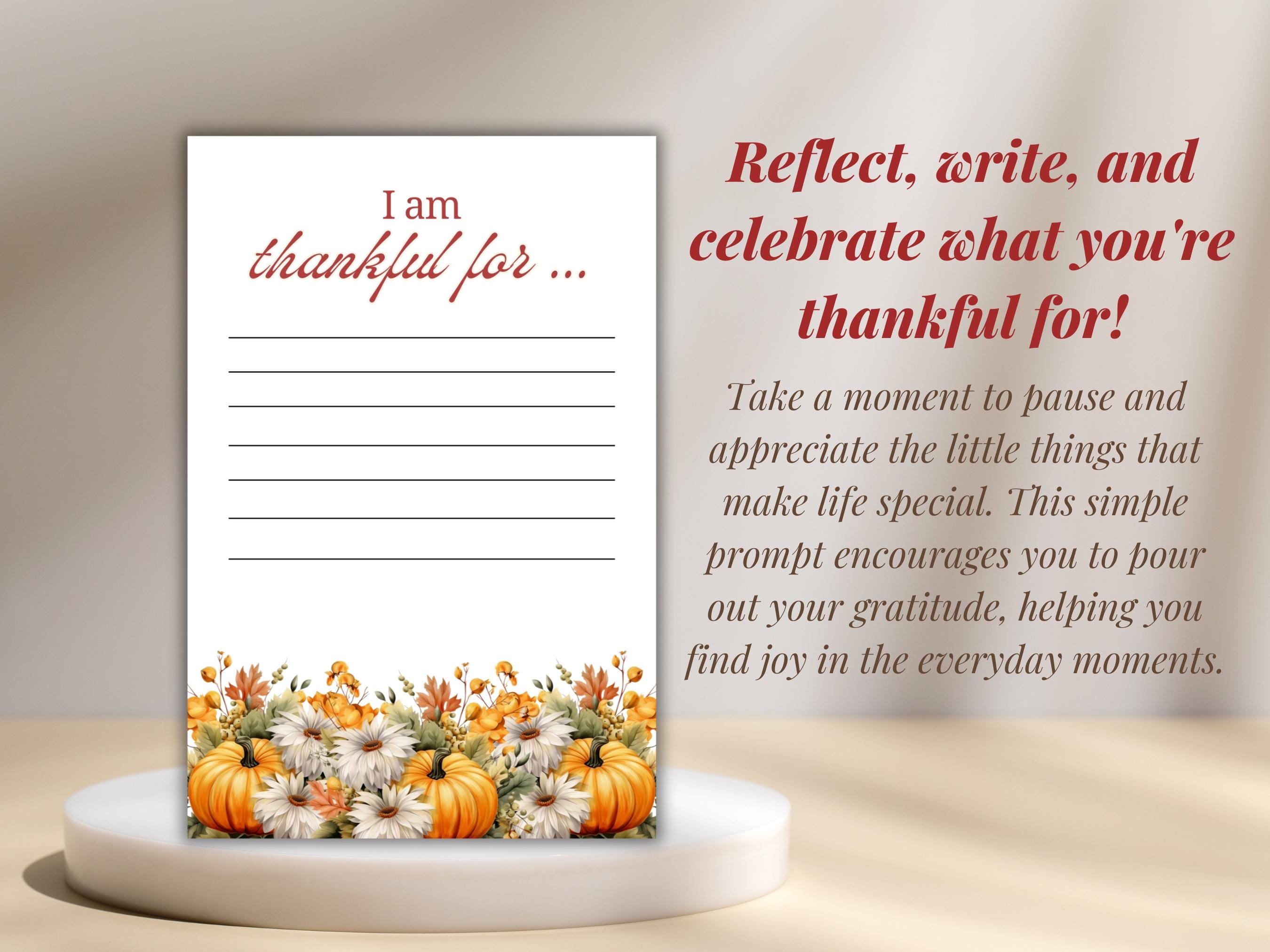 I Am Thankful for Card | Thanksgiving Gratitude Card | Thanksgiving ...
