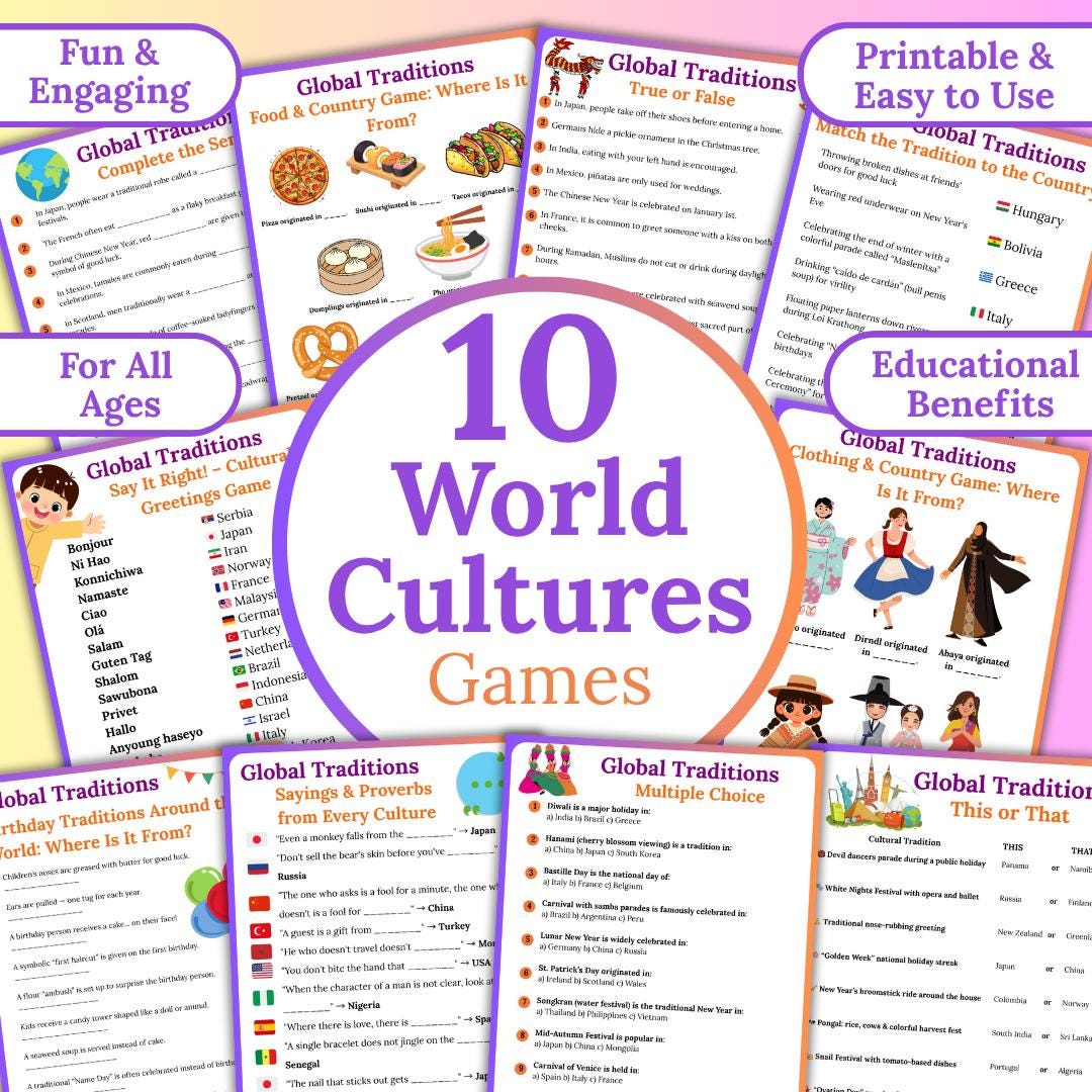 Global Traditions Game Bundle – 10 Printable Educational Activities ...
