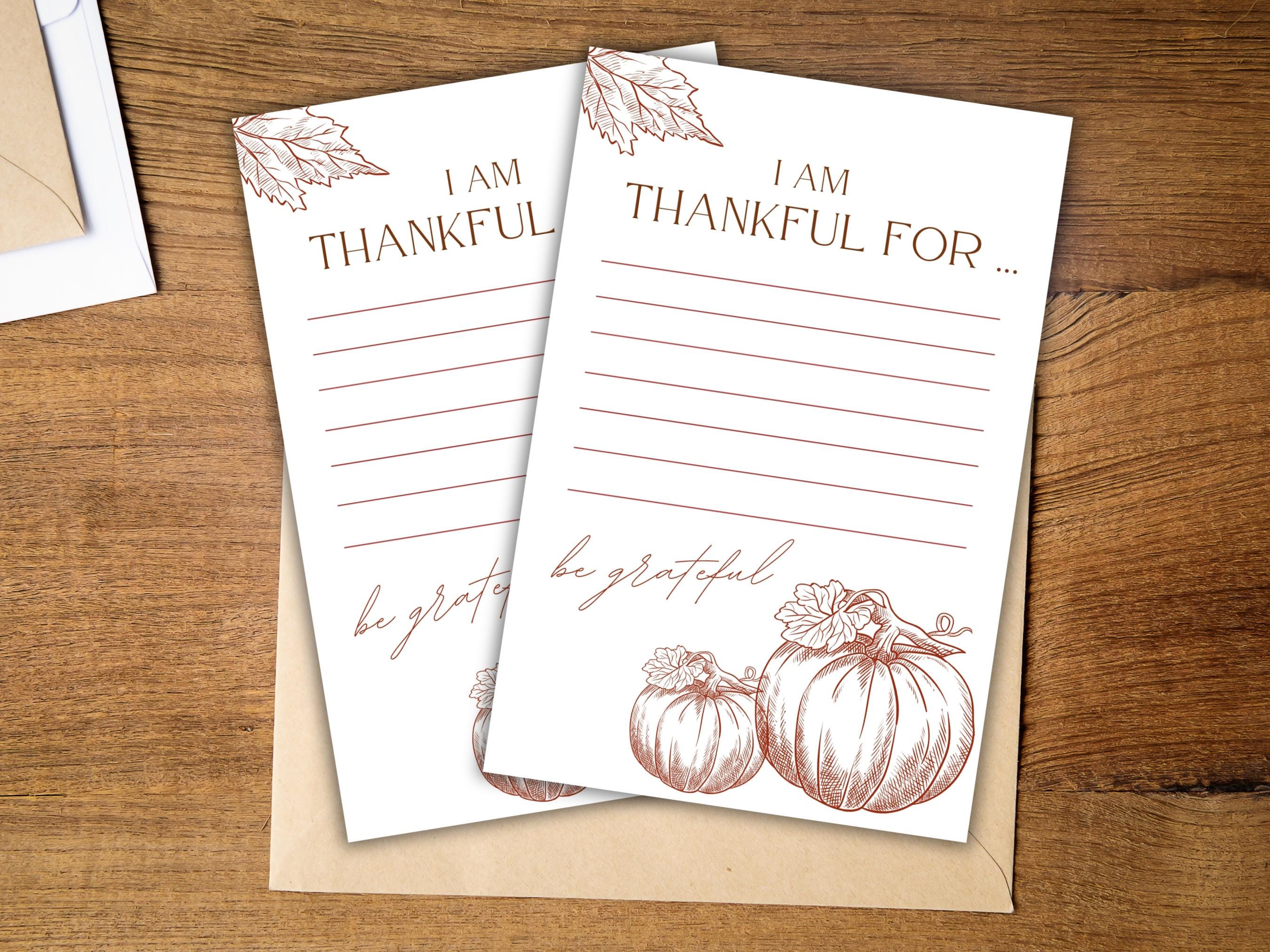 I Am Thankful for Card | Thanksgiving Gratitude Card | Thanksgiving ...