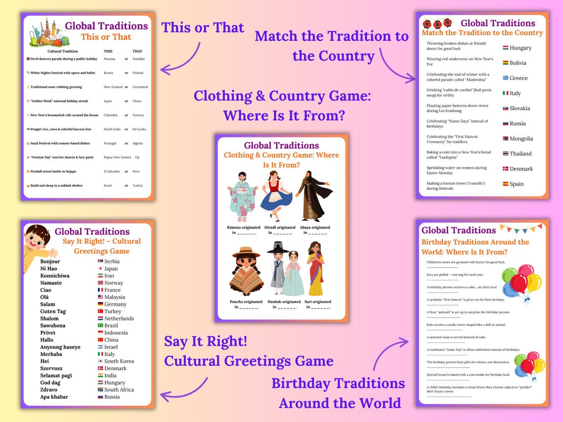 Global Traditions Game Bundle – 10 Printable Educational Activities ...