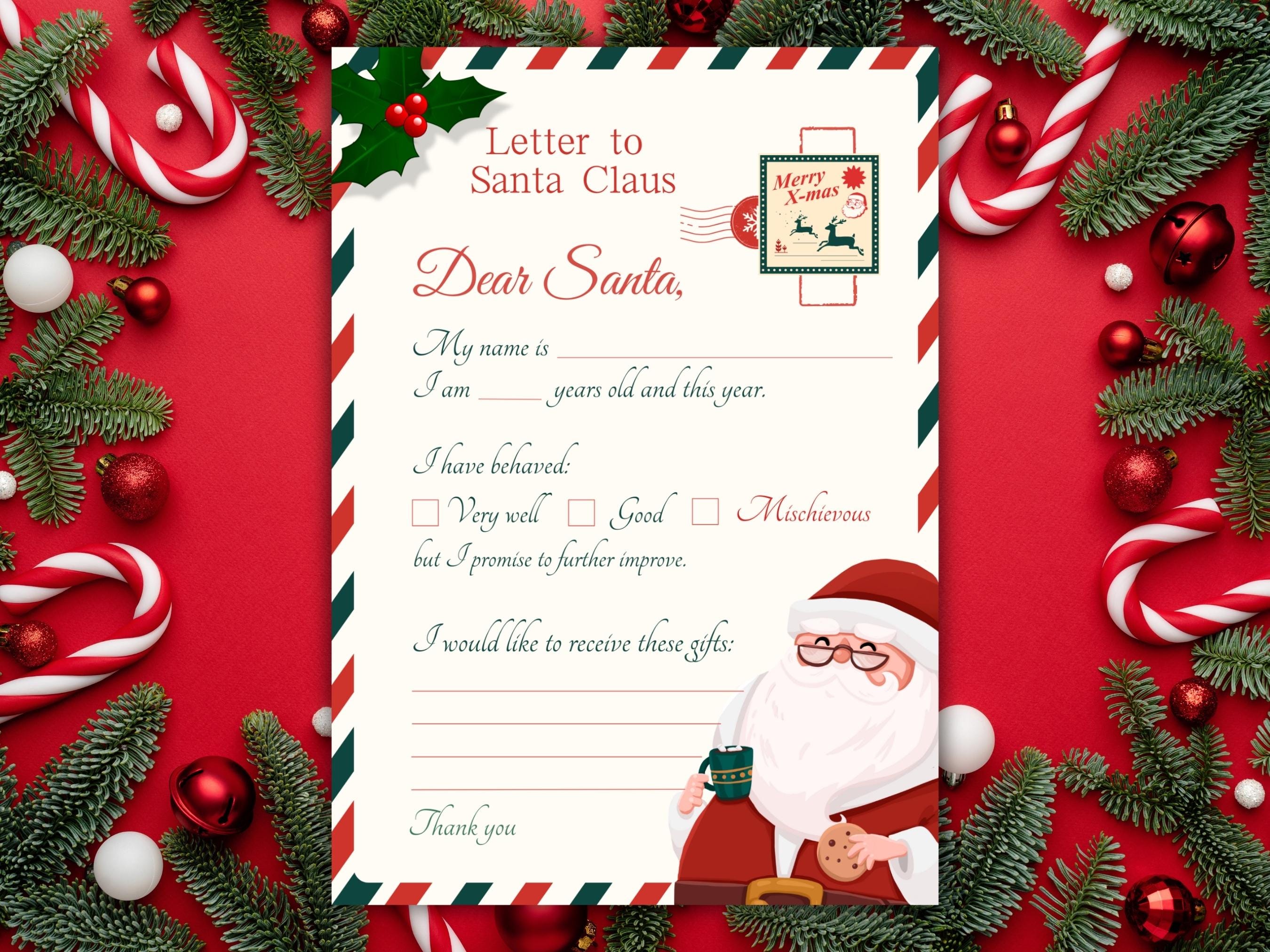 Letter to Santa Printable | Santa Wish List | Christmas Printable for ...