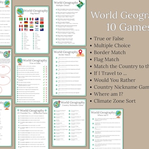 World Geography Game Bundle – 10 Printable Educational Activities ...