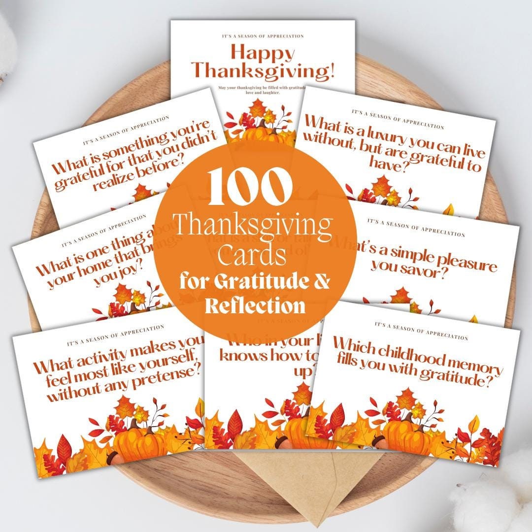 100 Gratitude Cards | Thanksgiving Gratitude Cards | Thanksgiving ...