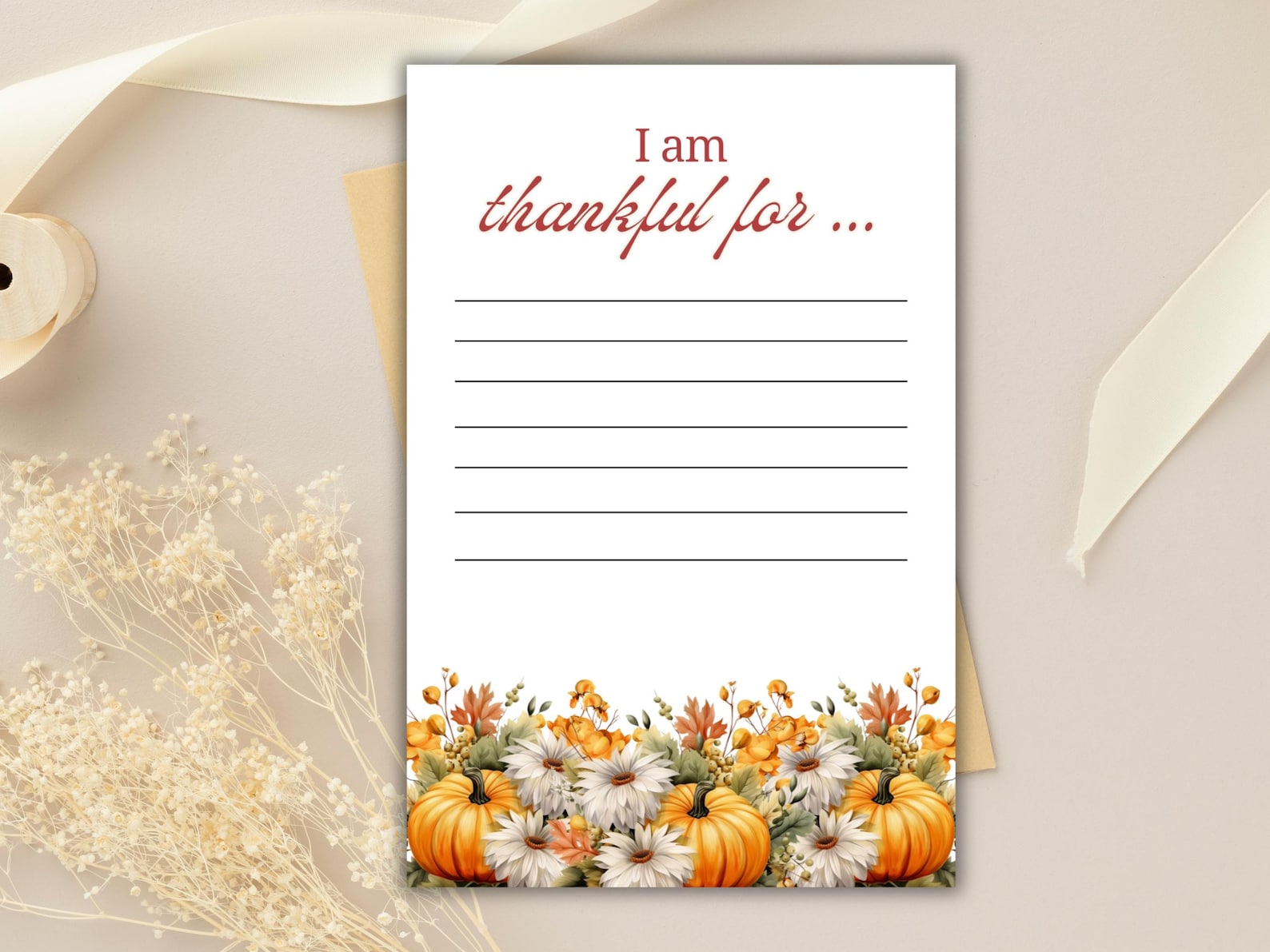 I Am Thankful for Card | Thanksgiving Gratitude Card | Thanksgiving ...