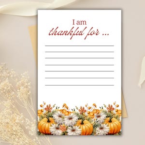 I Am Thankful for Card | Thanksgiving Gratitude Card | Thanksgiving ...