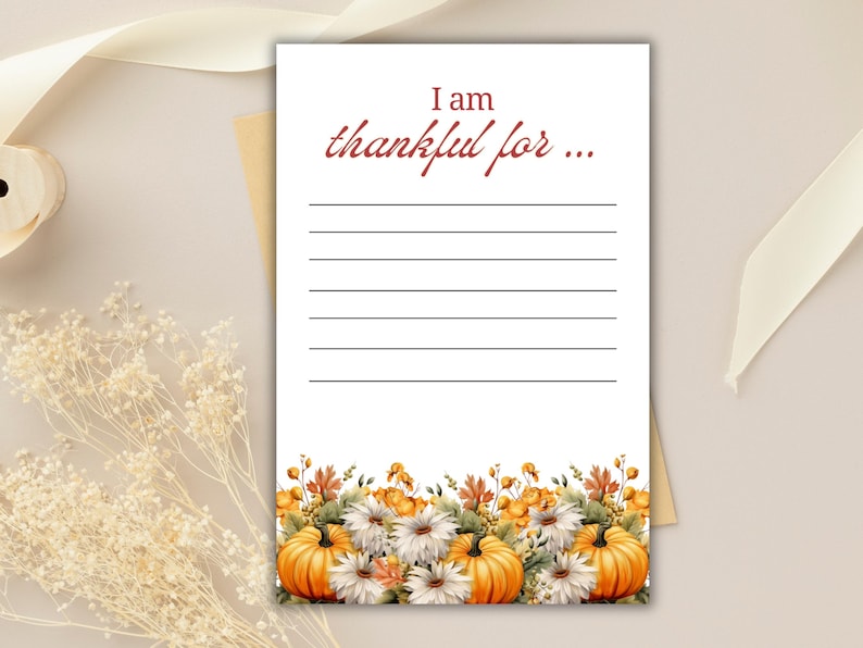 I Am Thankful for Card Thanksgiving Gratitude Card Thanksgiving ...