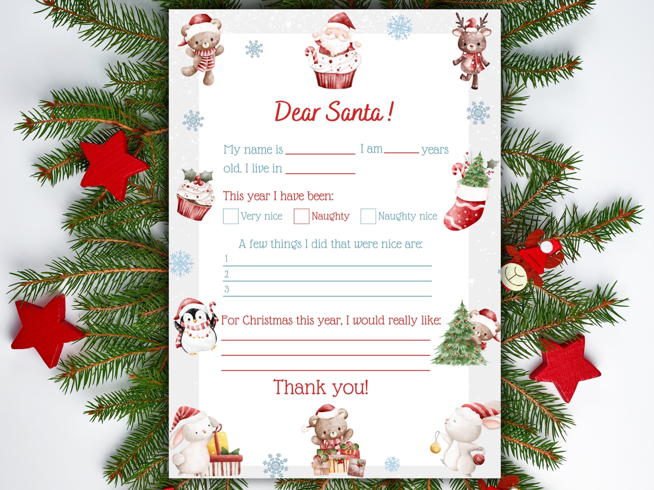 Letter to Santa Printable | Santa Wish List | Christmas Printable for ...