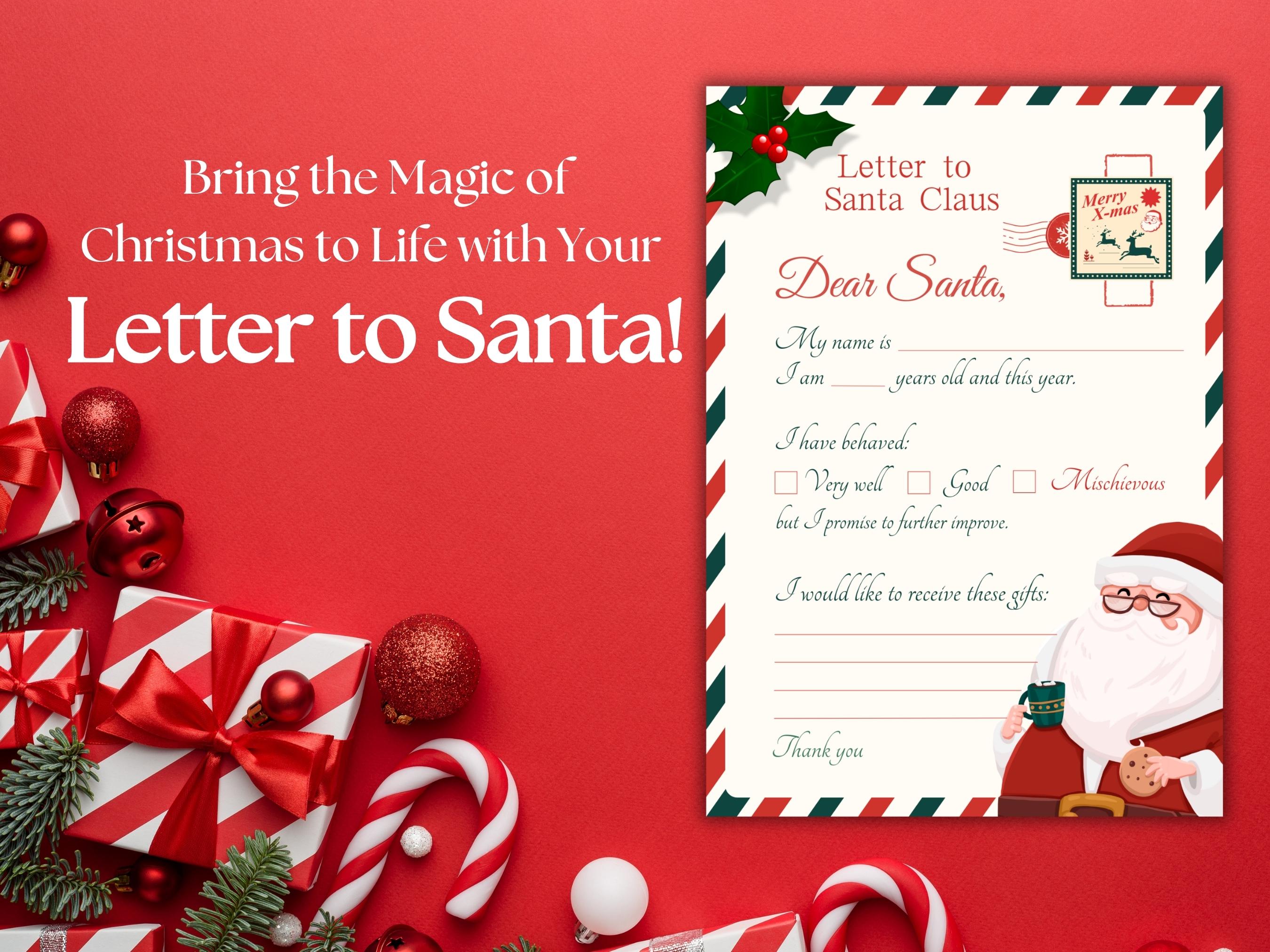 Letter to Santa Printable | Santa Wish List | Christmas Printable for ...