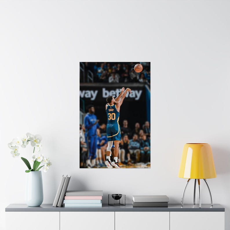 Basketball Poster, Stephen Curry Free Throw Wall Art Print, Sports Fan ...
