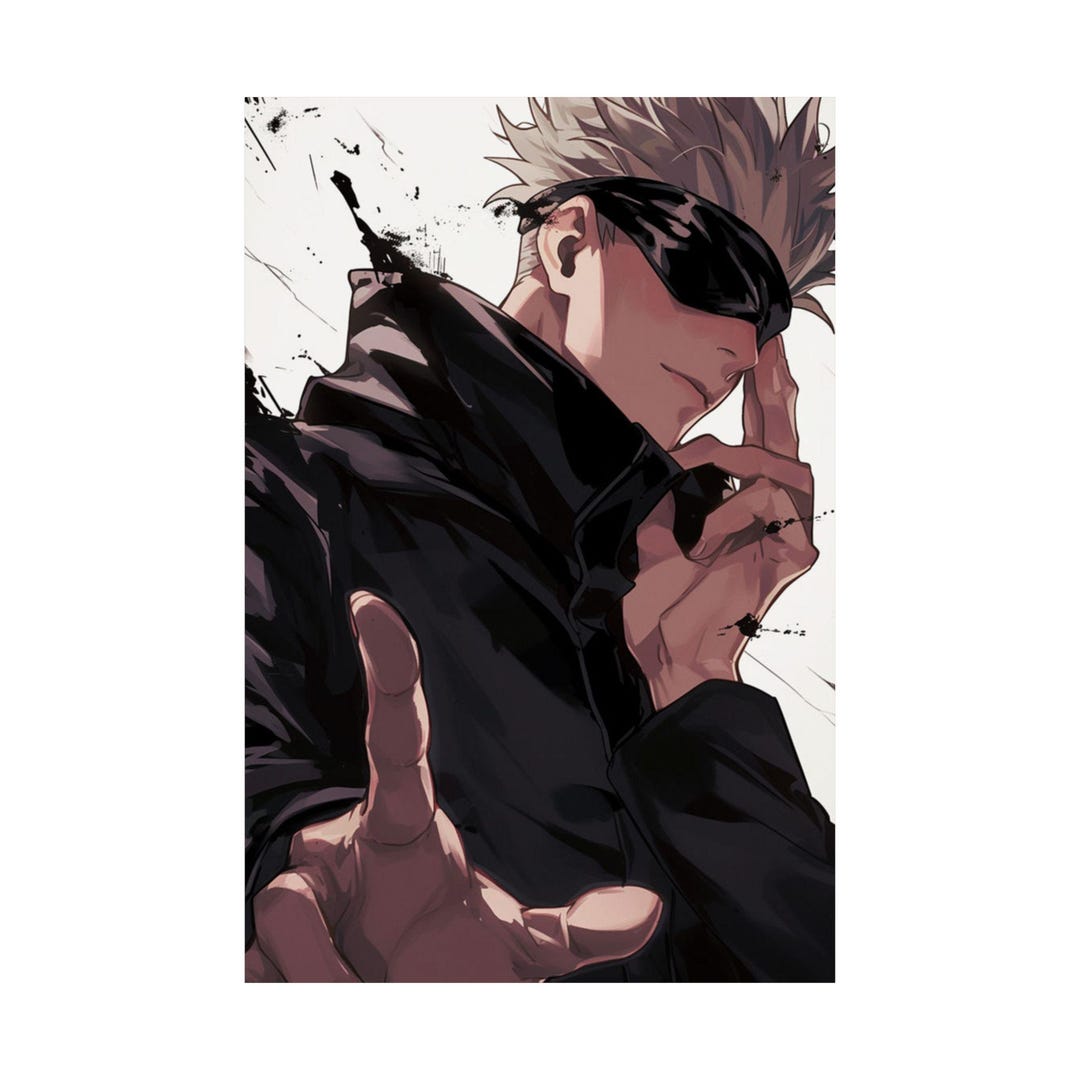 Anime Gojo Matte Vertical Poster, JJK Minimalist Wall Art, White ...