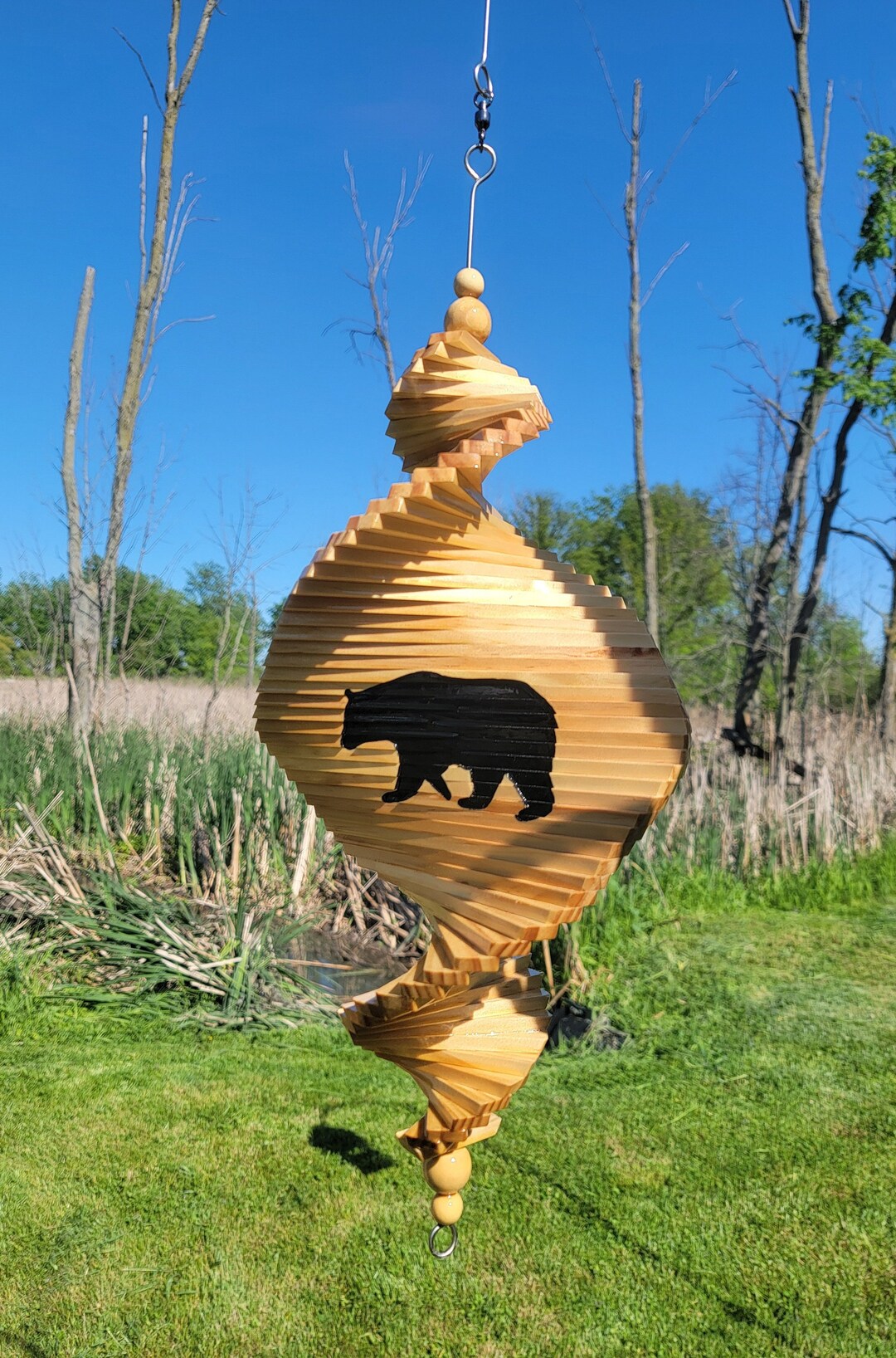 Bear Wind Spinner Wind Spiral Spinner Outdoor Wind Spinner Wooden Wind ...