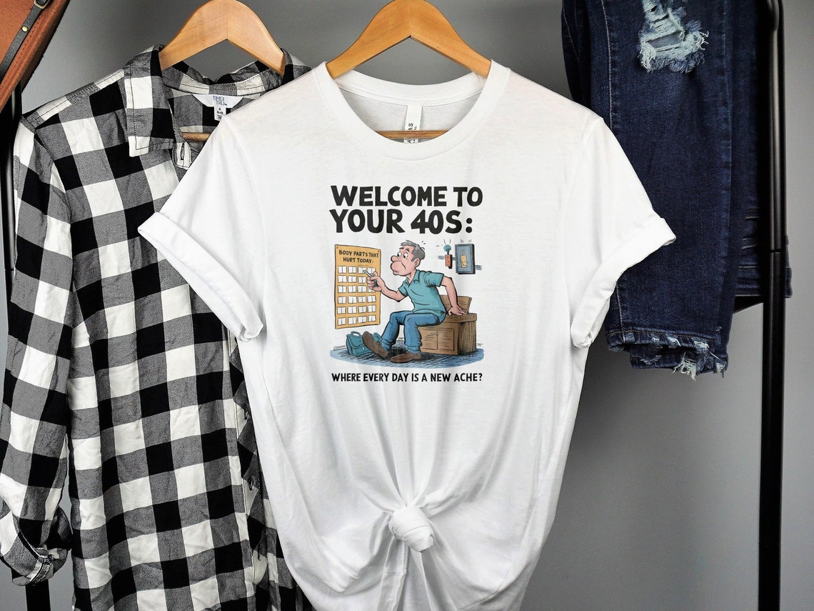 Funny 40th Birthday T-shirt, Welcome to Your 40s Cartoon, Novelty Gift ...