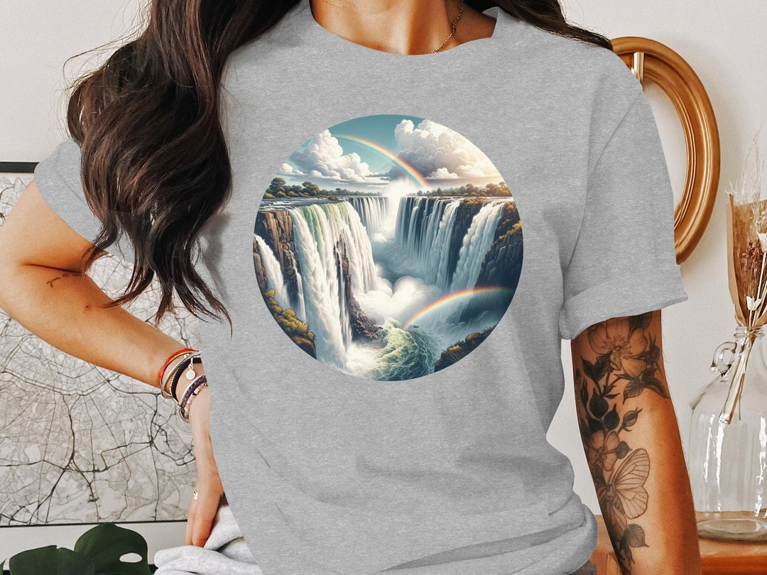 Victoria Falls Majestic Cascade Graphic Tee, Scenic Nature Inspired T ...