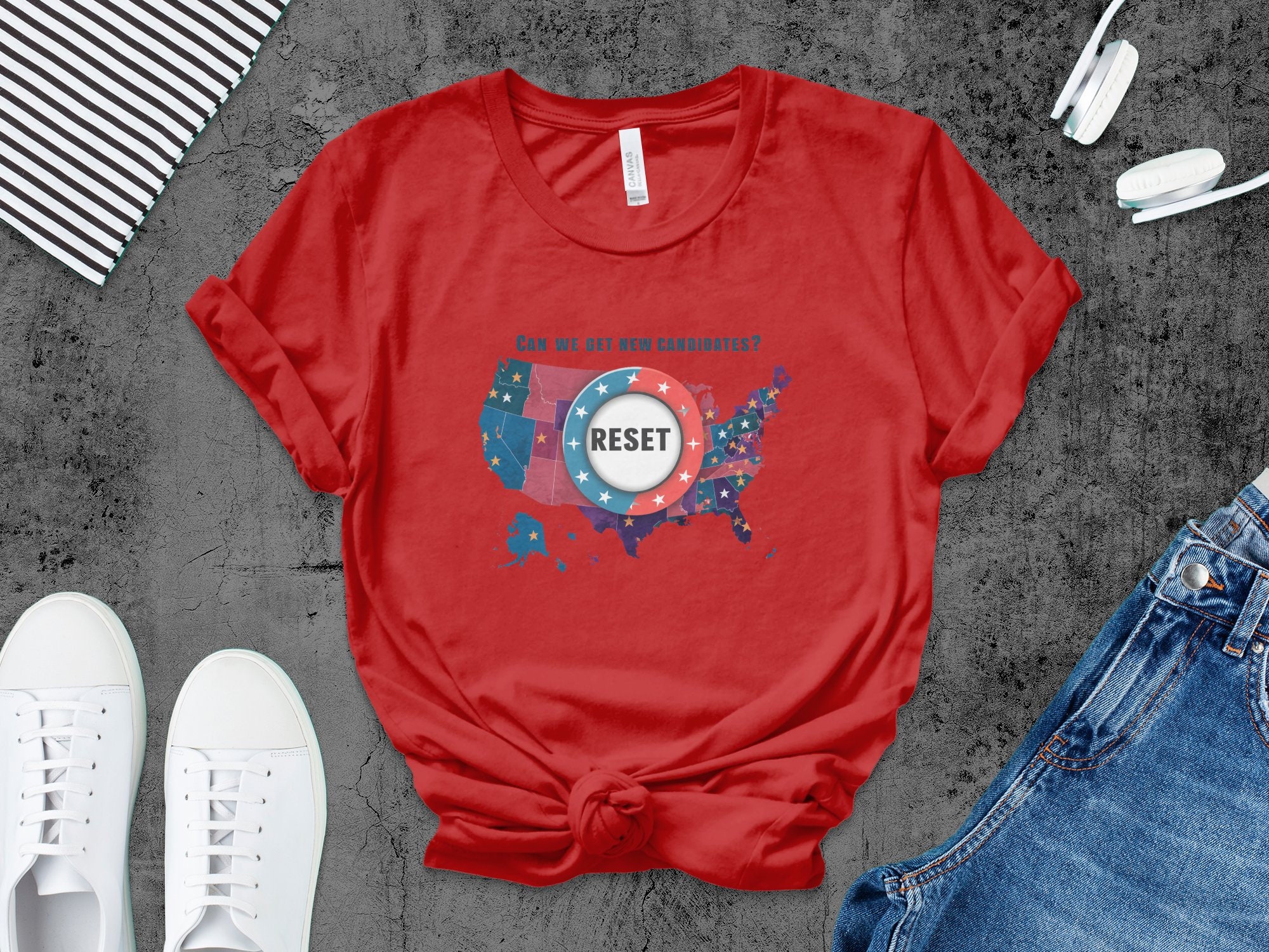 Reset Political Map USA T-shirt, Colorful States Design, Can We Get New ...