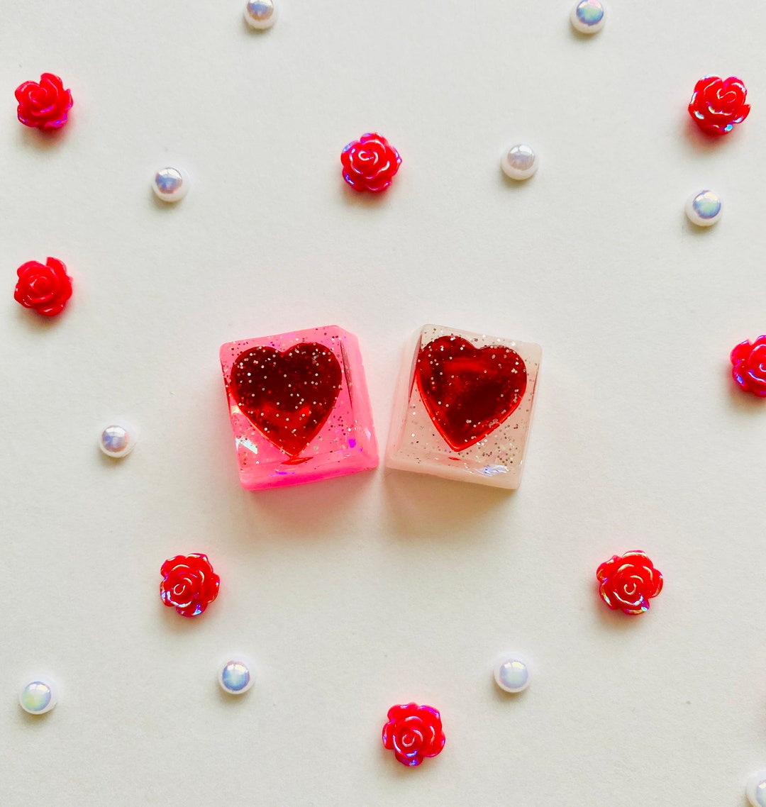 Valentine's Heart Keycaps Kawaii Keycap Pink Keycap Cute Keycap Resin ...