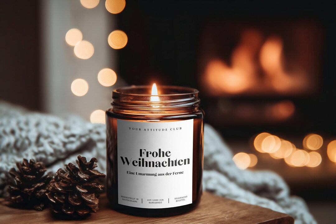 Merry Christmas. A Hug From Afar – Elegant Amber Glass Candle, Handmade ...