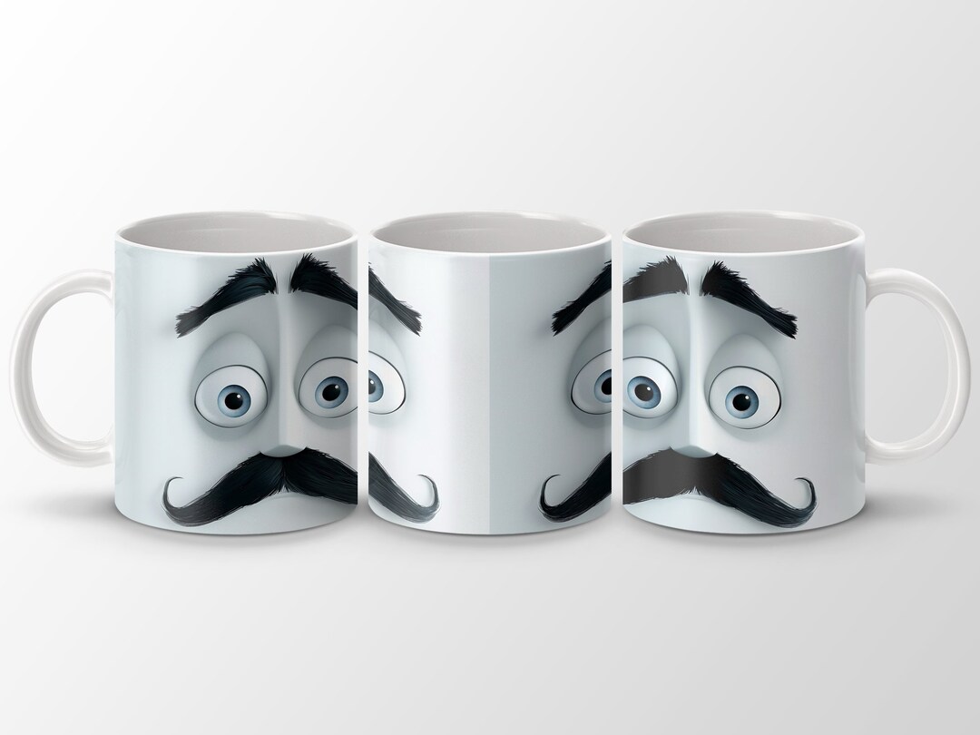 Funny Sad Face Mug, Quirky Mustache Expression, Unique Gift for Friends ...
