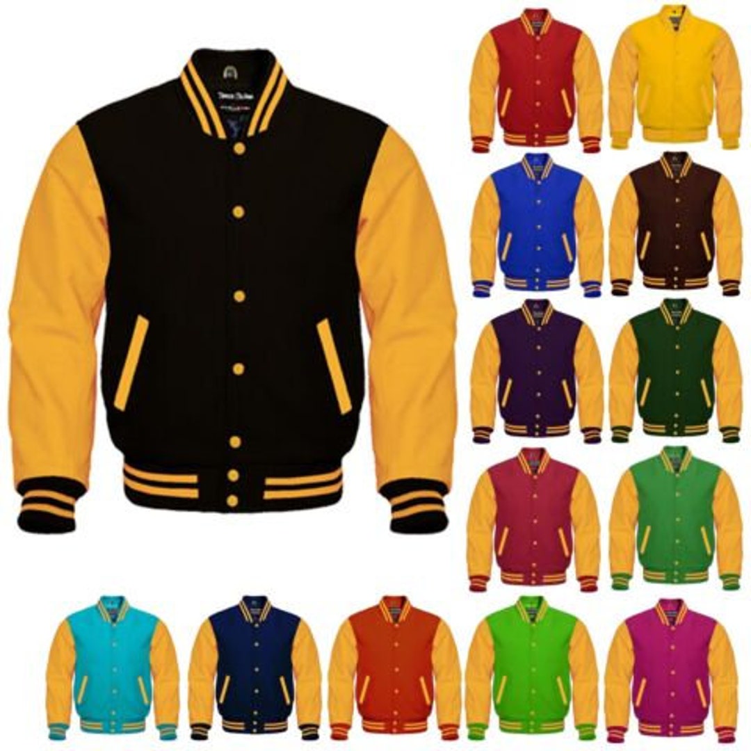 Varsity Letterman Baseball Jacket Premium Wool & Genuine Cowhide ...