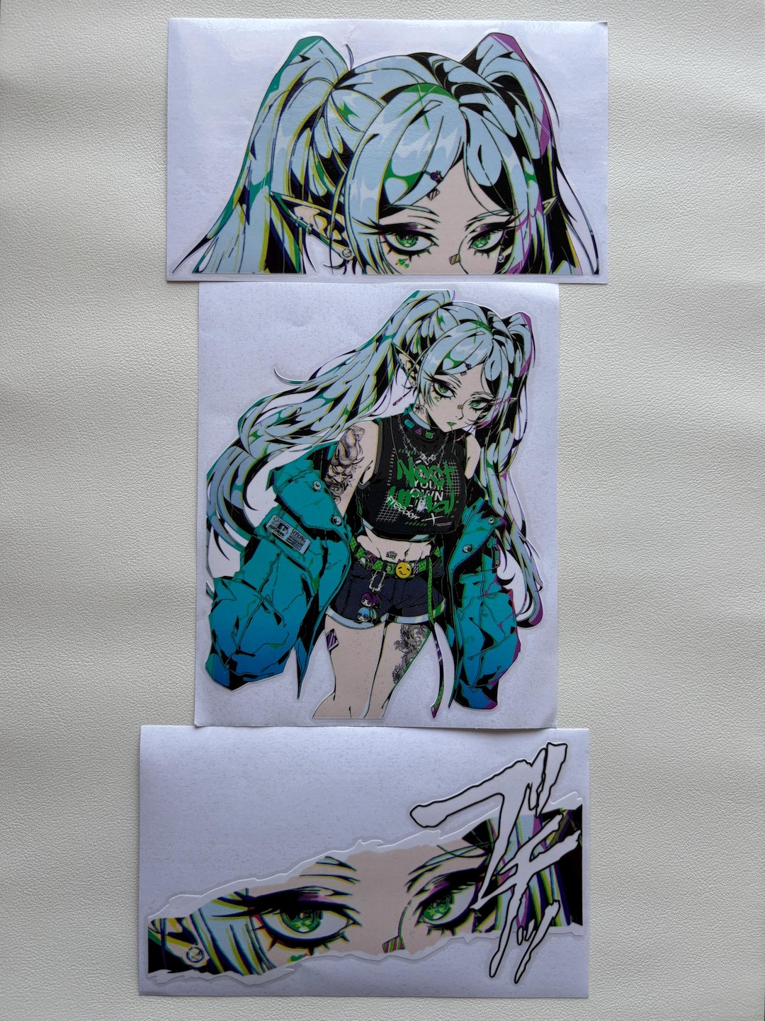 3PC Set Anime Manga Kawaii Punk Elf Waifu JDM Motorcycle Car Decal ...