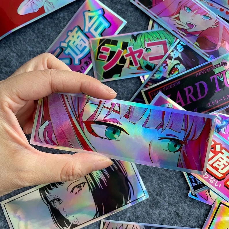 32 PCS Holographic Anime Manga Waifu JDM Car Decal Stickers - No ...
