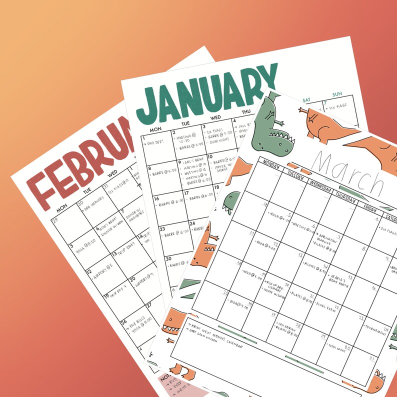 Printable February 2024 Calendar Monday Start Portrait Color Block ...