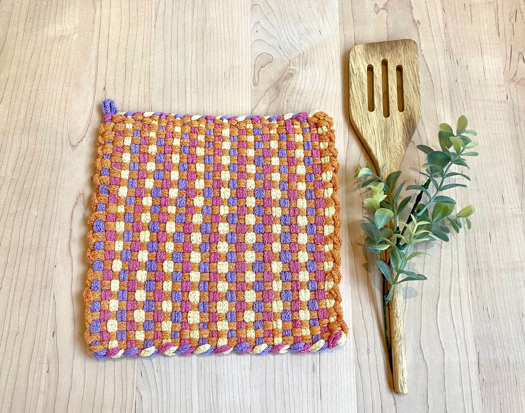 Handmade Woven Potholder Large Hot Pad Trivet 8 X 8 Pro Size Loom - Etsy