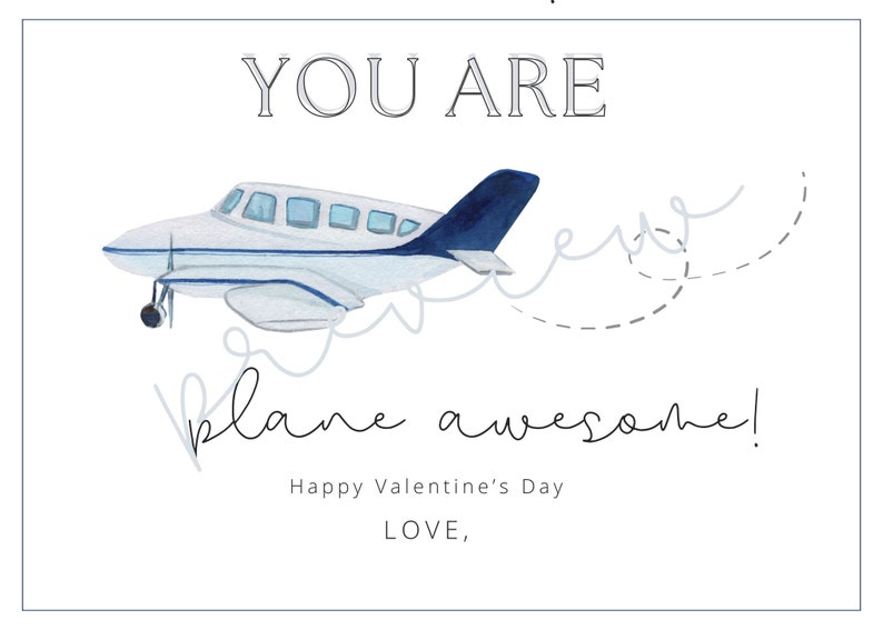 Plane Awesome Valentine's Printable - Etsy
