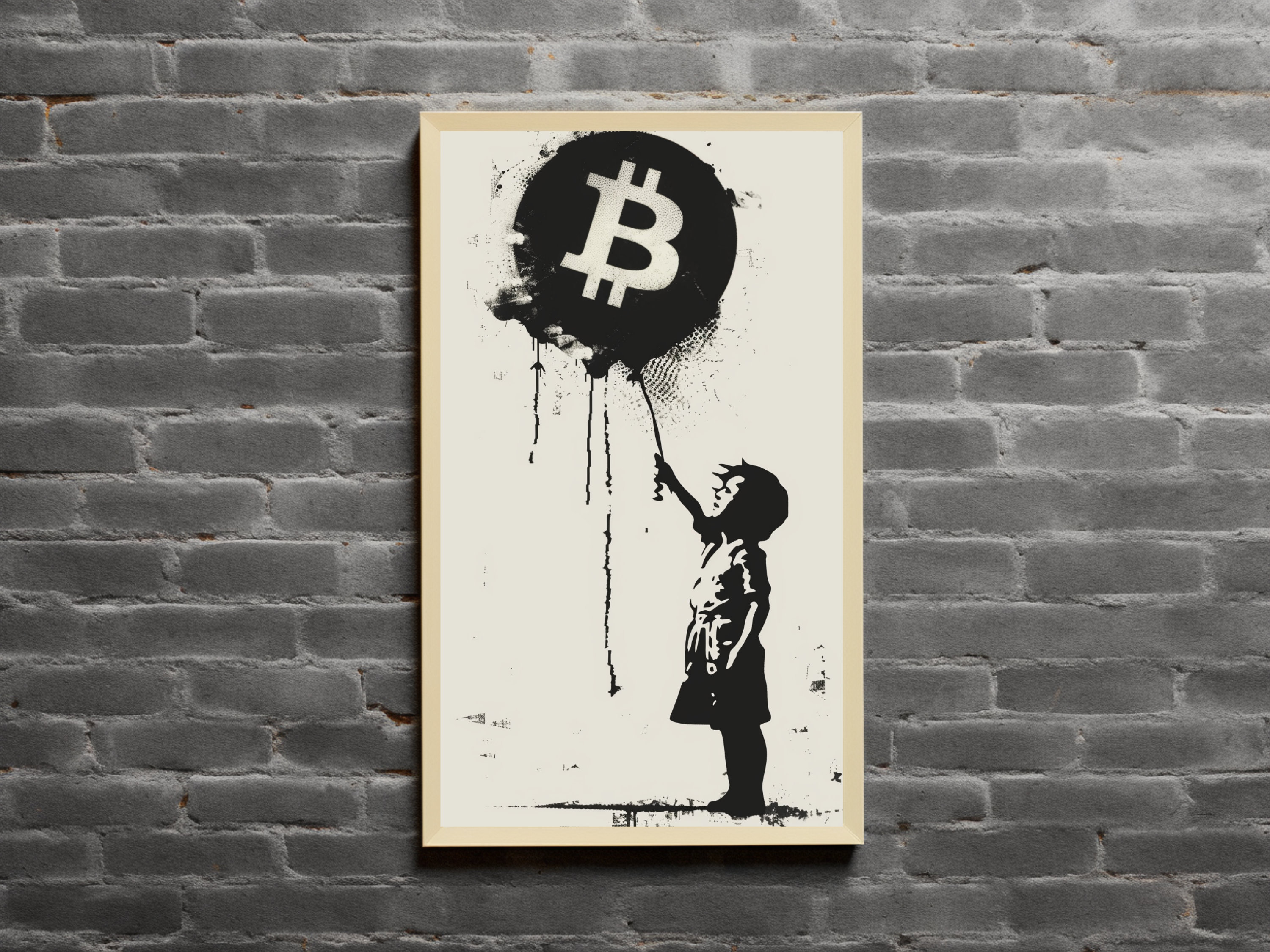 Bitcoin Banksy Inspired Poster 3, Cryptocurrency Home Art, Crypto ...