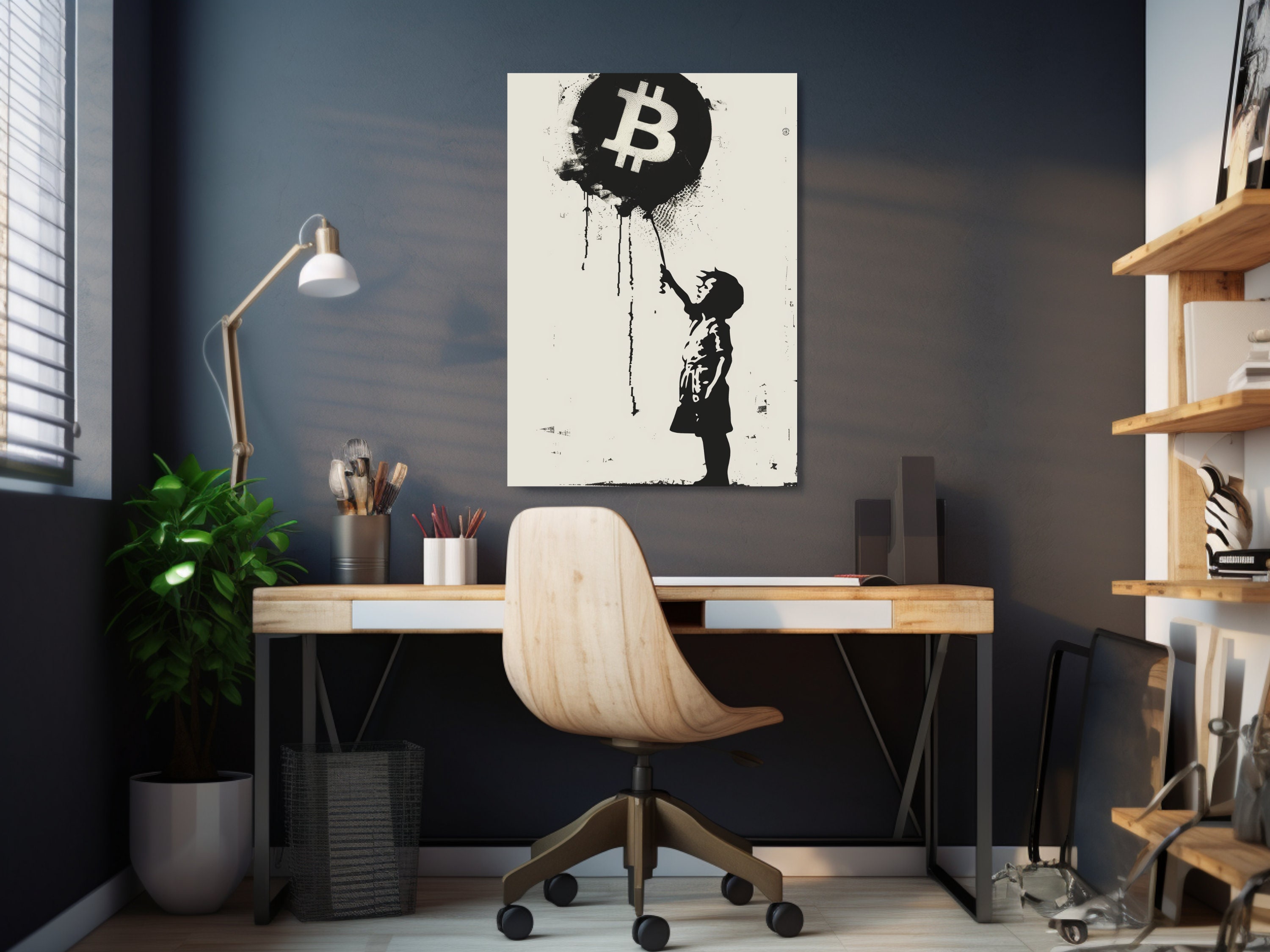 Bitcoin Banksy Inspired Poster #3, Cryptocurrency Home Art, Crypto ...