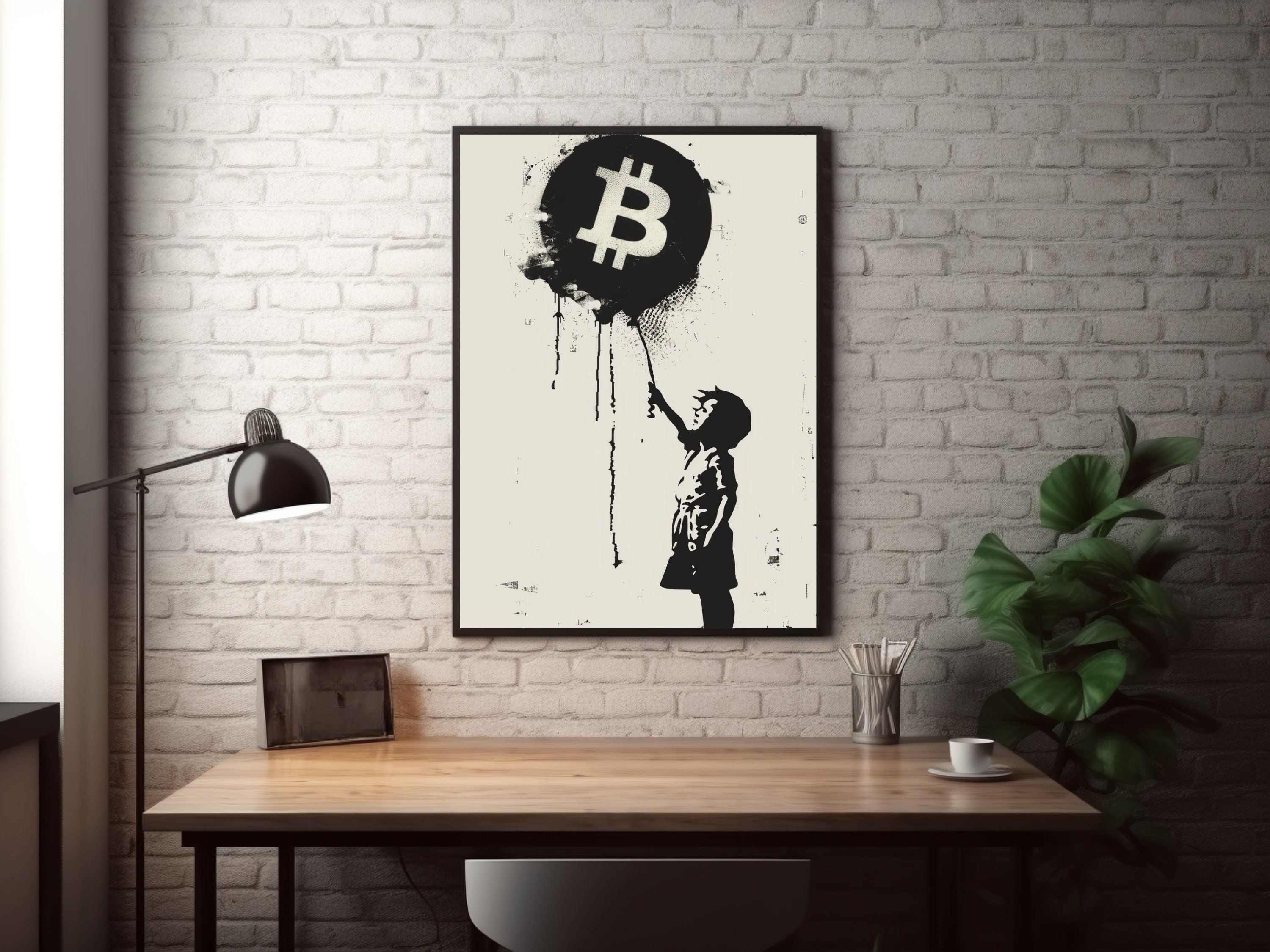 Bitcoin Banksy Inspired Poster 3, Cryptocurrency Home Art, Crypto ...