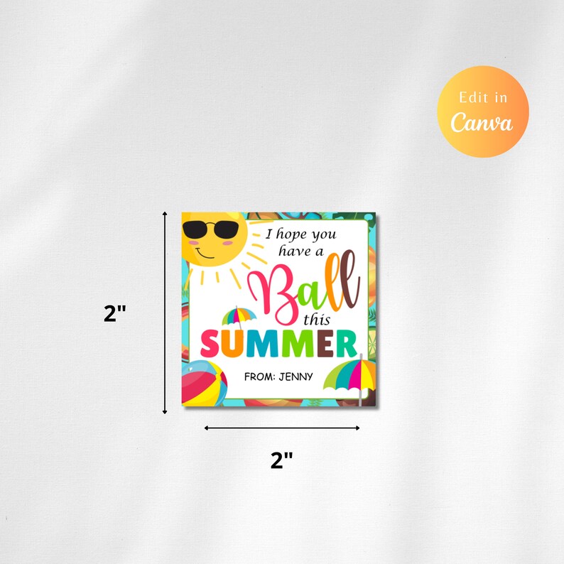 Editable Hope You Have a Ball for Summer, End of School Year Tag ...