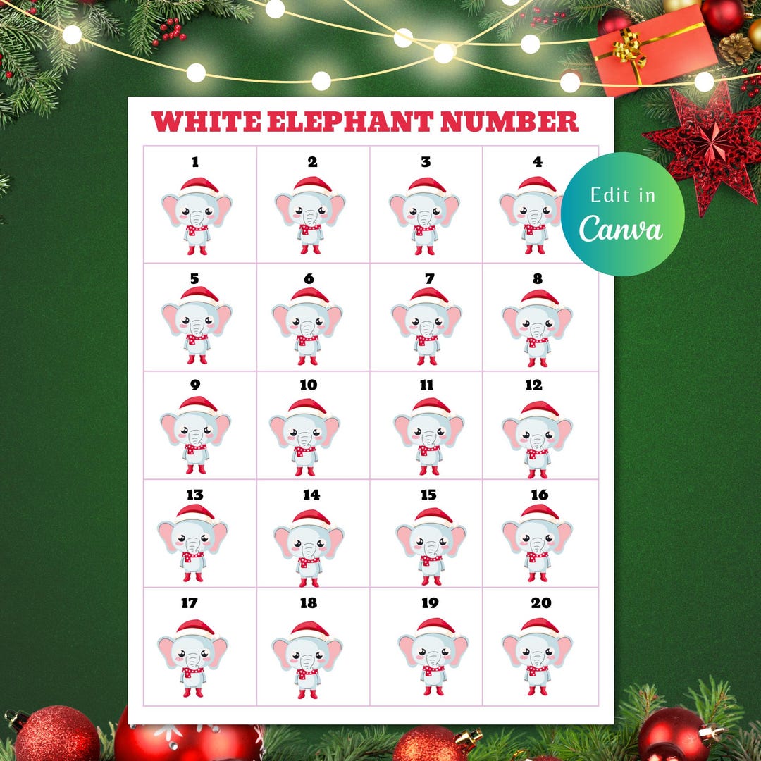 Editable White Elephant Gift Exchange, Christmas Exchange, White ...