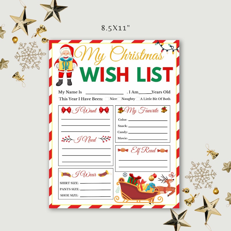 Editable CHRISTMAS WISH List, Letter to Santa, Christmas List, Santa ...