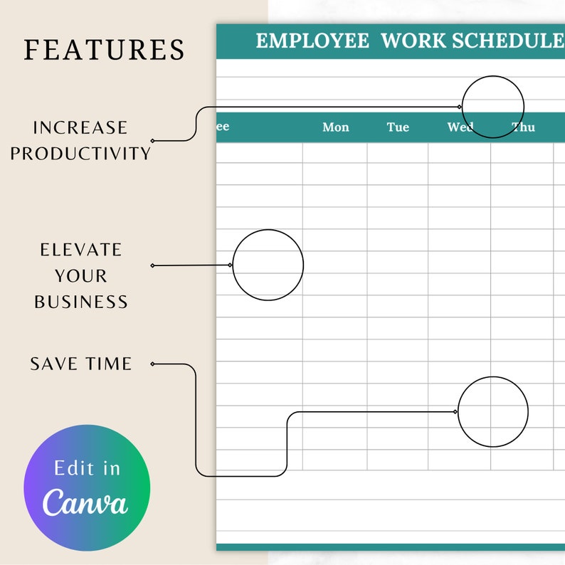 EMPLOYEE WORK SCHEDULE, Organizer, Work Time Tracker, Employee ...