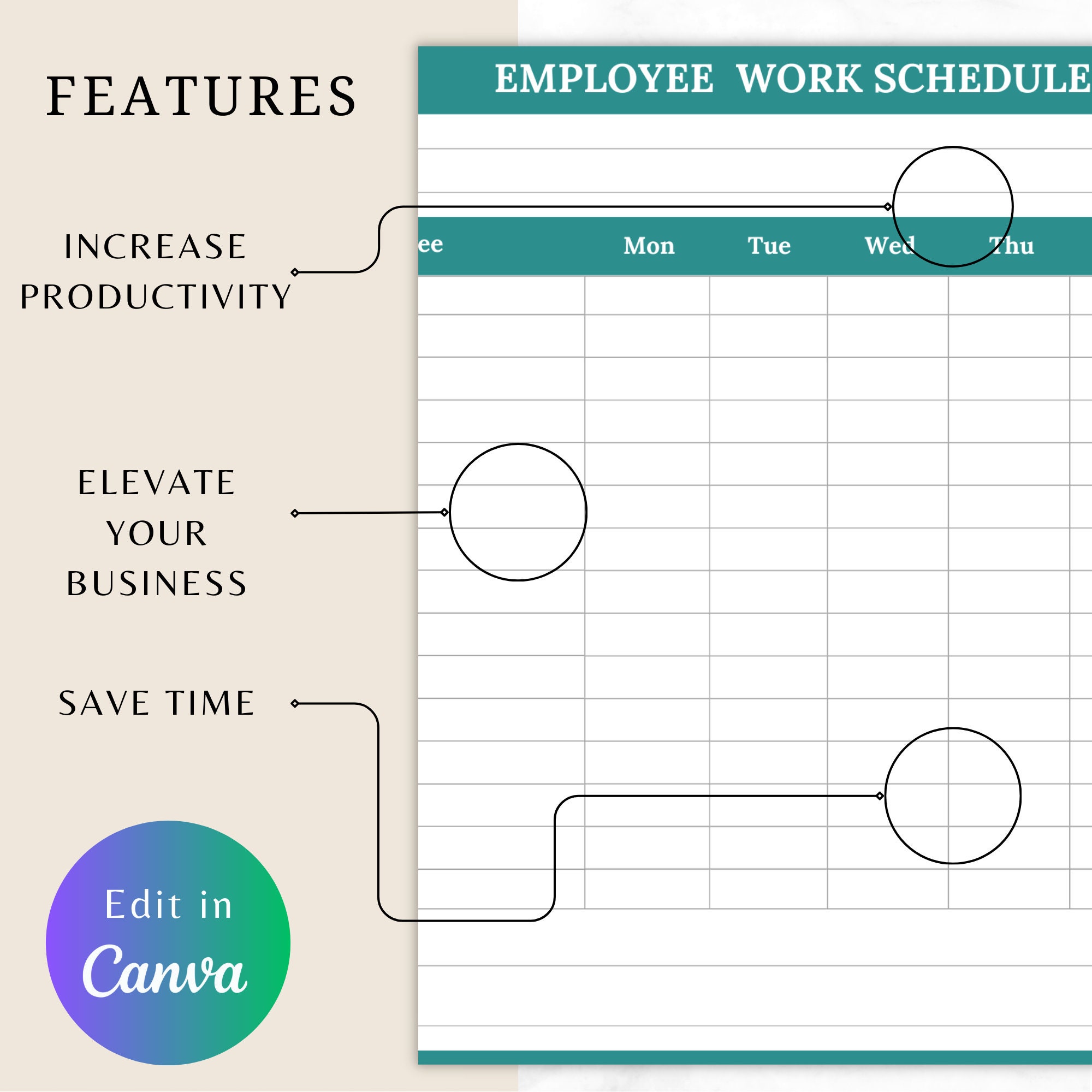 EMPLOYEE WORK SCHEDULE, Organizer, Work Time Tracker, Employee ...