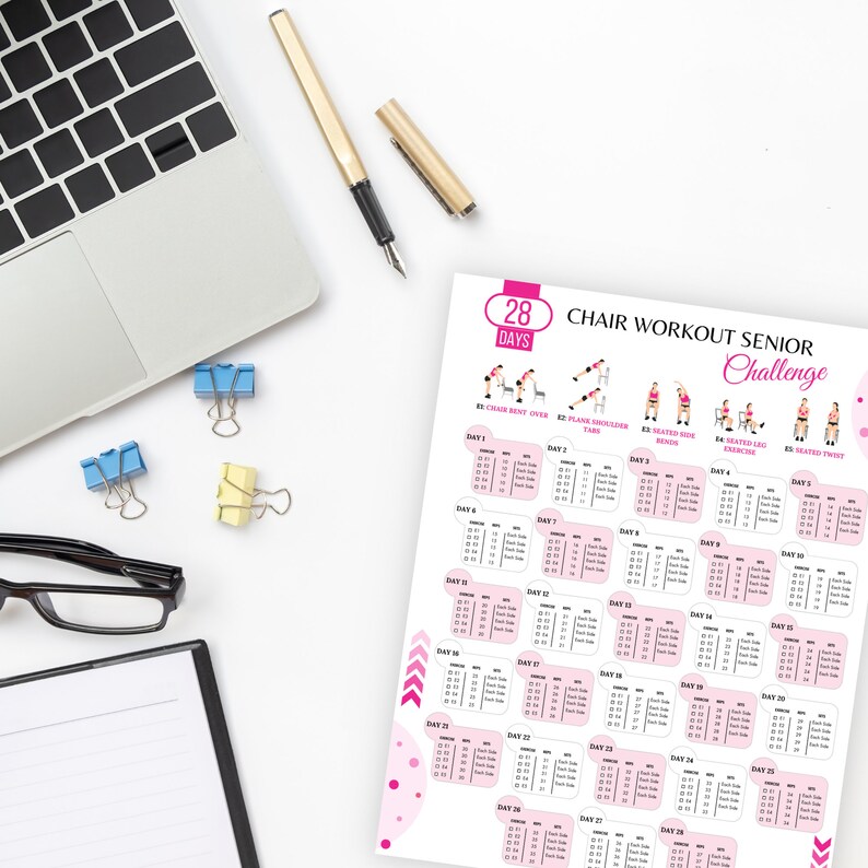 Editable 28 DAYS Chair Workout Seniors Challenge, Chair Workout Seniors ...