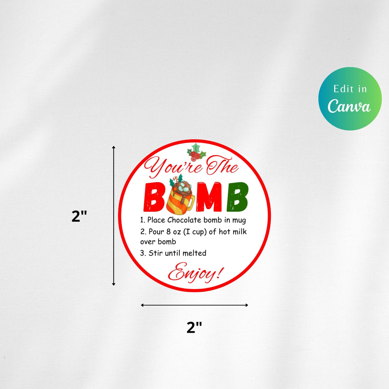 Editable HOT CHOCOLATE Bomb Tag, Youre the Bomb Tag, You're the Bomb ...